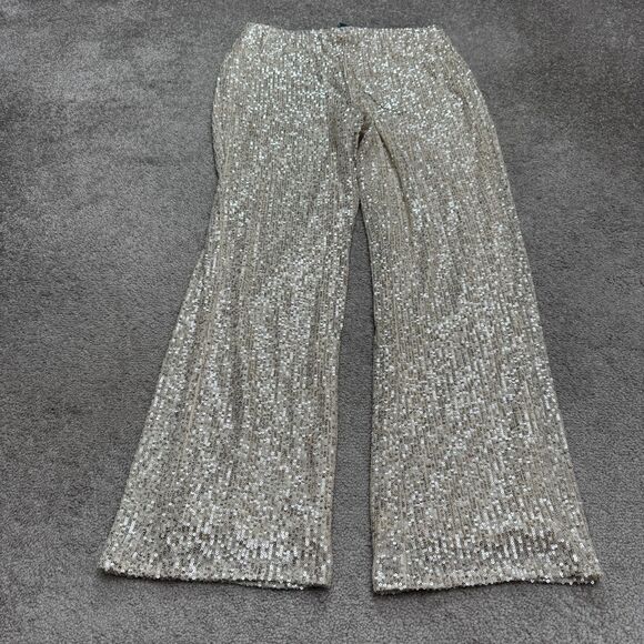 CeCe | Pants & Jumpsuits | Cece Champaigne Embellished Sequin Wide Leg ...